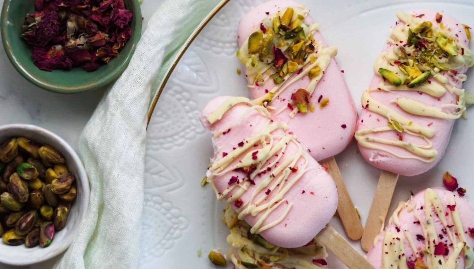 Rose Milk Popsicles with White Chocolate Cardamom - Some Indian Girl