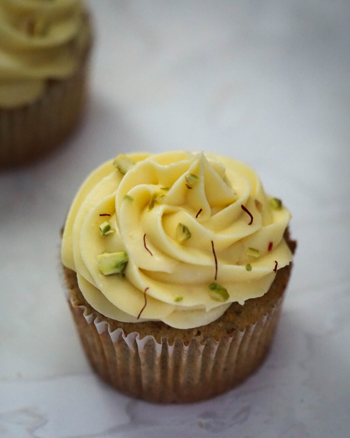 Kesar Pista Cupcakes - Indian Fusion Dessert- Pistachio Cupcakes with ...