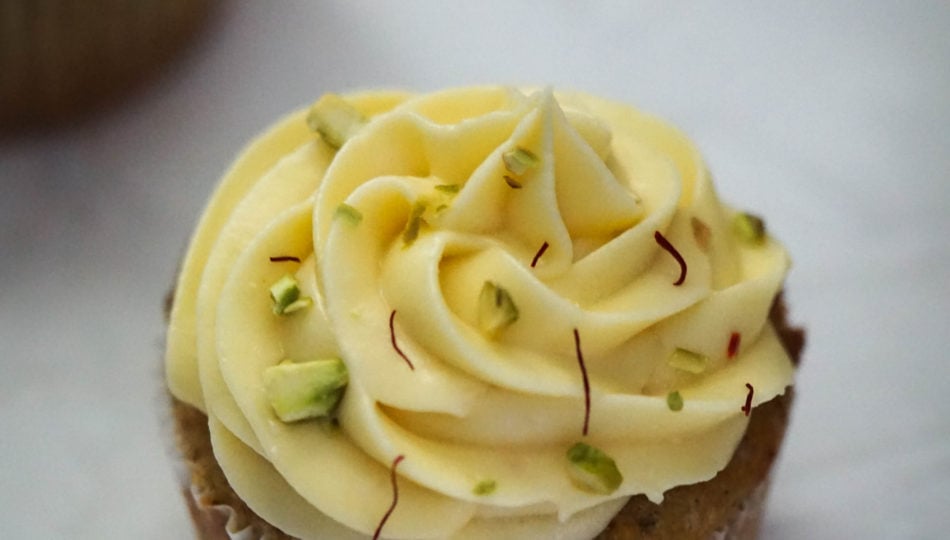 Kesar Pista Cupcakes - Indian Fusion Dessert- Pistachio Cupcakes with ...
