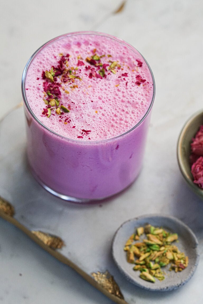 5 Minute Creamy Rose Lassi Recipe - Some Indian Girl